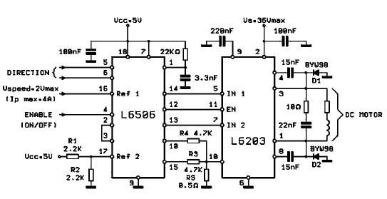 L6203 DC Motor Controller Circuit Diagram