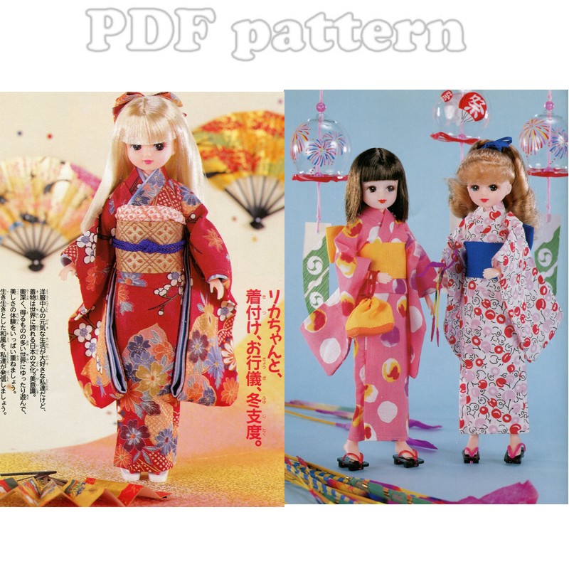 22 cm Dolls Kimono and Yukata Sewing Pattern PDF | CraftyLine e-pattern ...