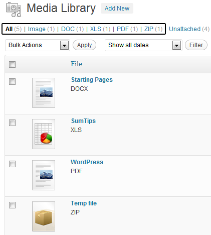 Add Custom Media Type Filters in WordPress Media Library | SumTips