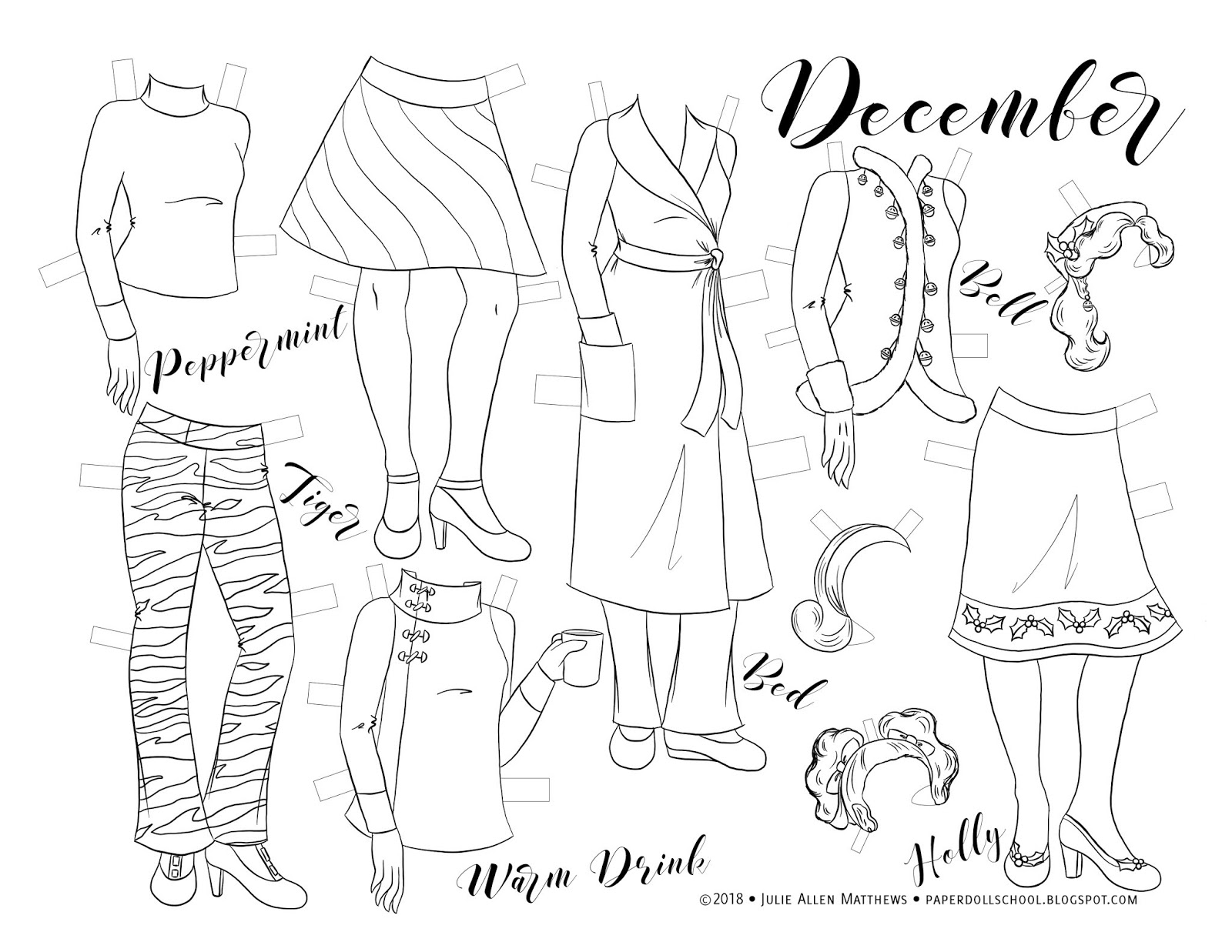 Paper Doll School: December Paper Doll - Set 1