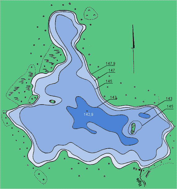 Batimetrinis Ilgio ežero žemėlapis | Plungės rajonas