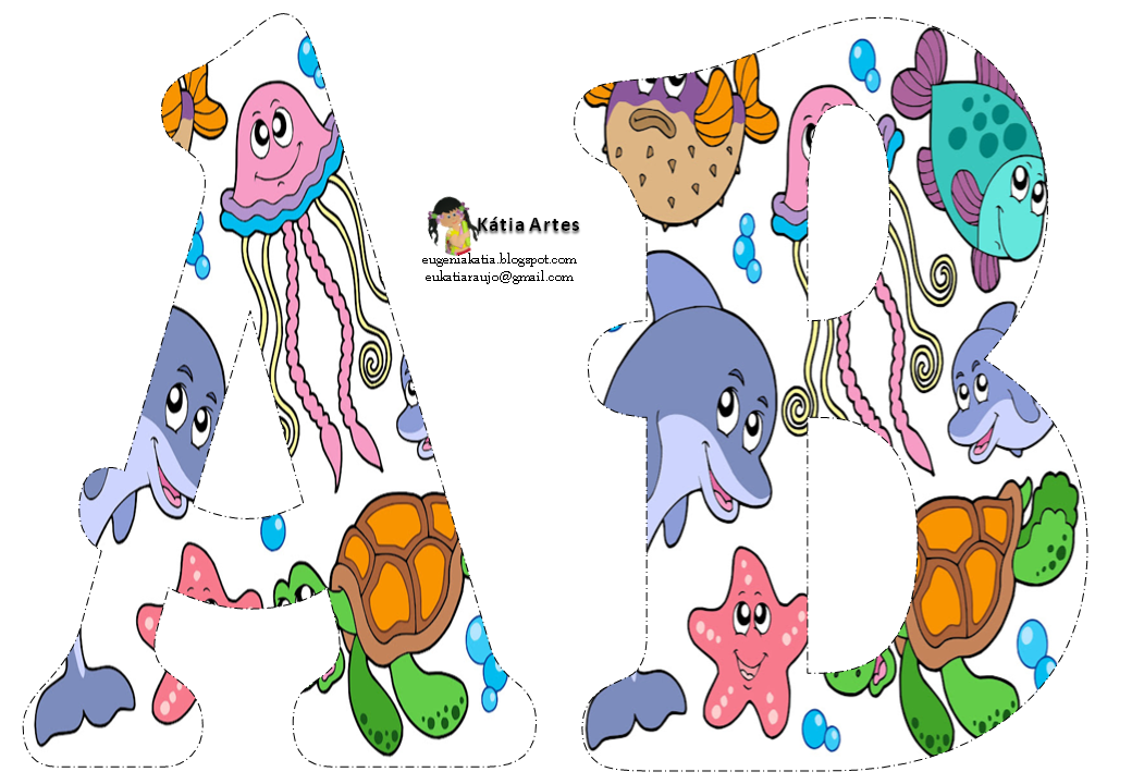 Alfabeto relleno con animales marinos. - Oh my Alfabetos!
