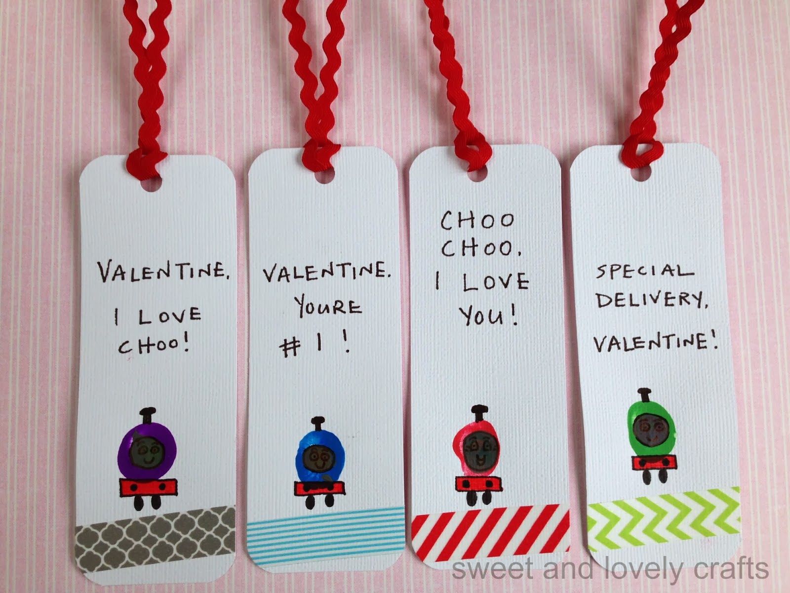 sweet and lovely crafts: train themed Valentine bookmarks