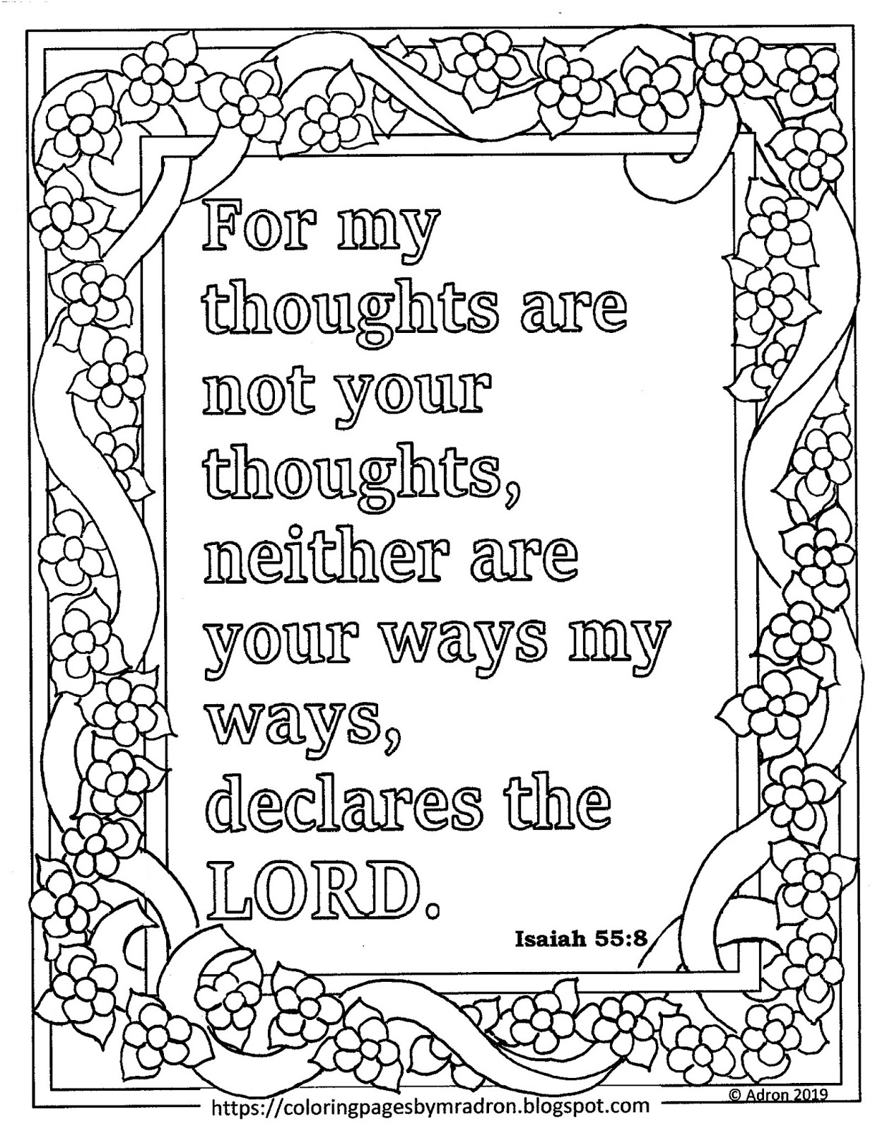 Coloring Pages for Kids by Mr. Adron: Free Isaiah 55:8 Prnt and Color ...