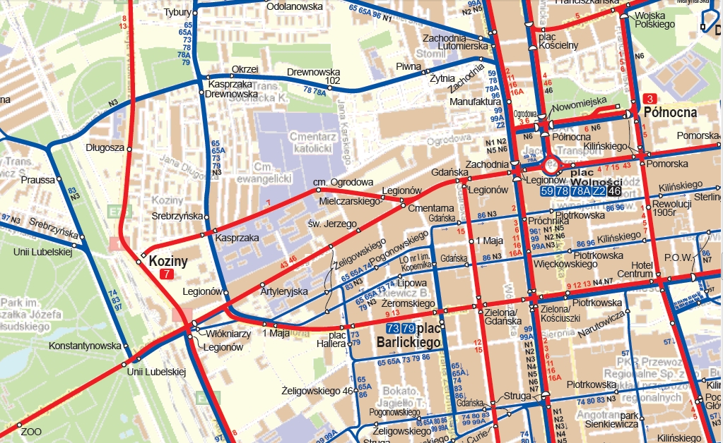 ZBIORowa KOMunikacja W mieście ŁODZI: Mapa sieci komunikacyjnej w Łodzi ...
