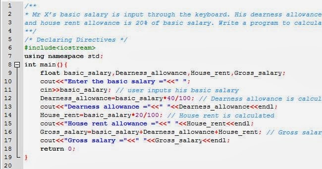 Programming Chunks C Program That Calculates The Gross Salary Of A Person When Basic Salary