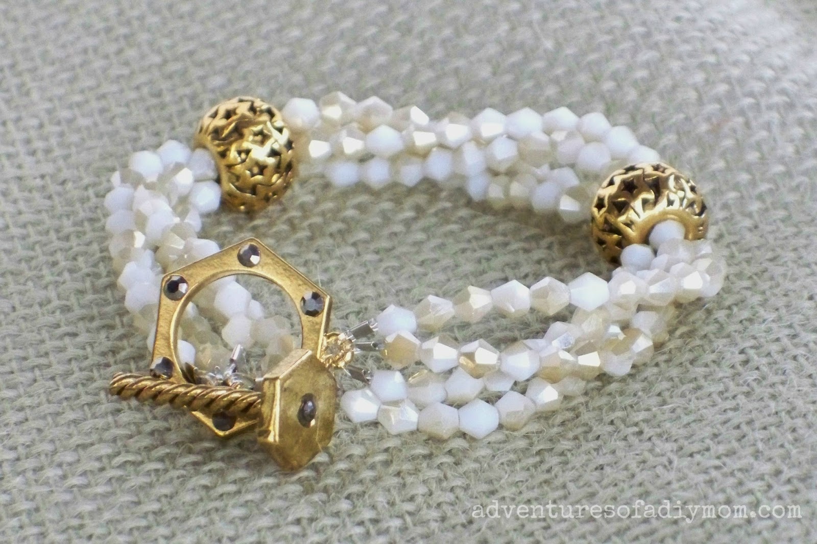 Ivory and Gold Bracelet - Adventures of a DIY Mom
