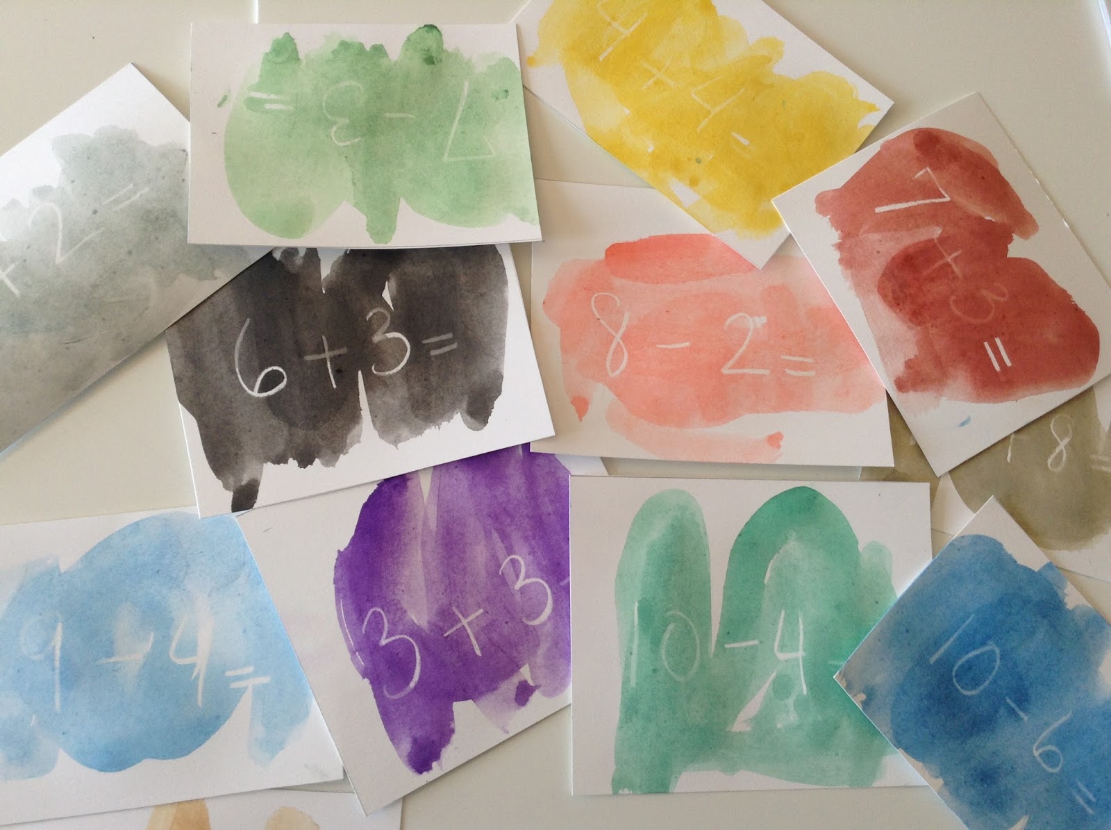 TeacherMomPlus3: Math Facts Practice: Watercolor Crayon Resist Art!