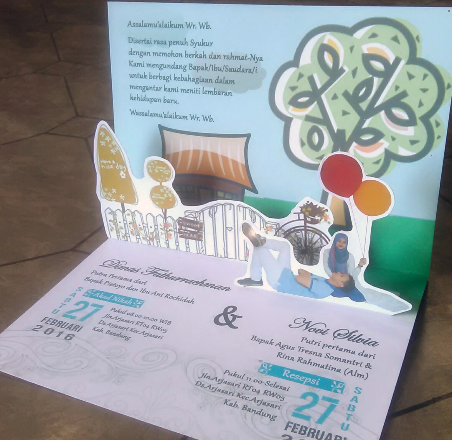 Undangan Pernikahan Pop Up Card Tema Blue Nature | UNDANGAN 3D