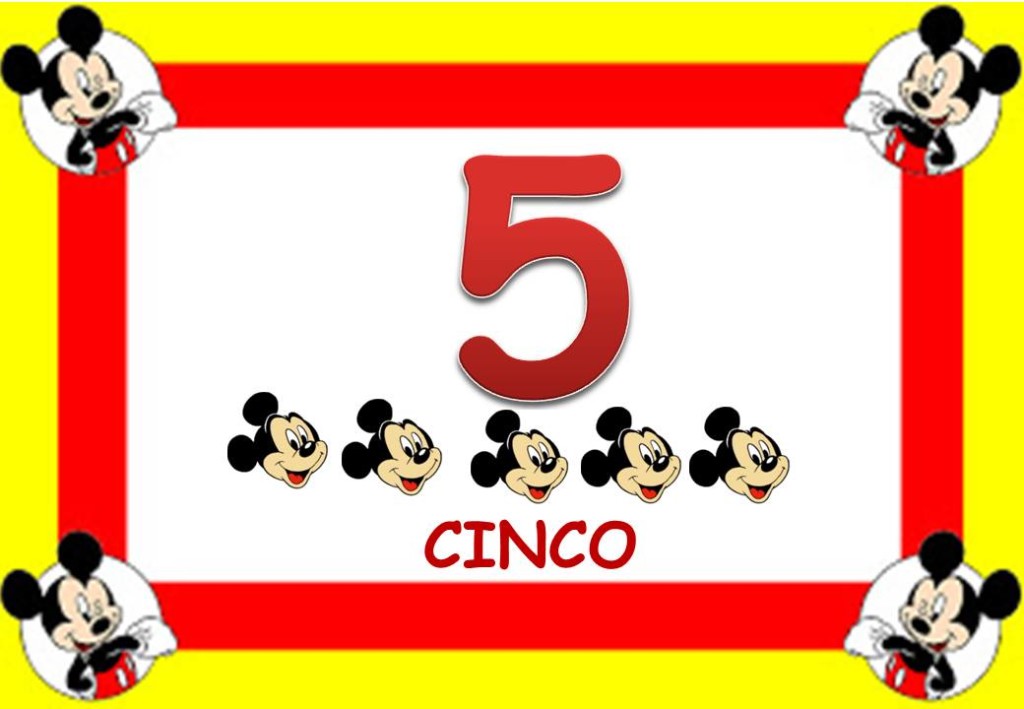 Números Mickey Cards coloridos e ilustrados com o Mickey para ...