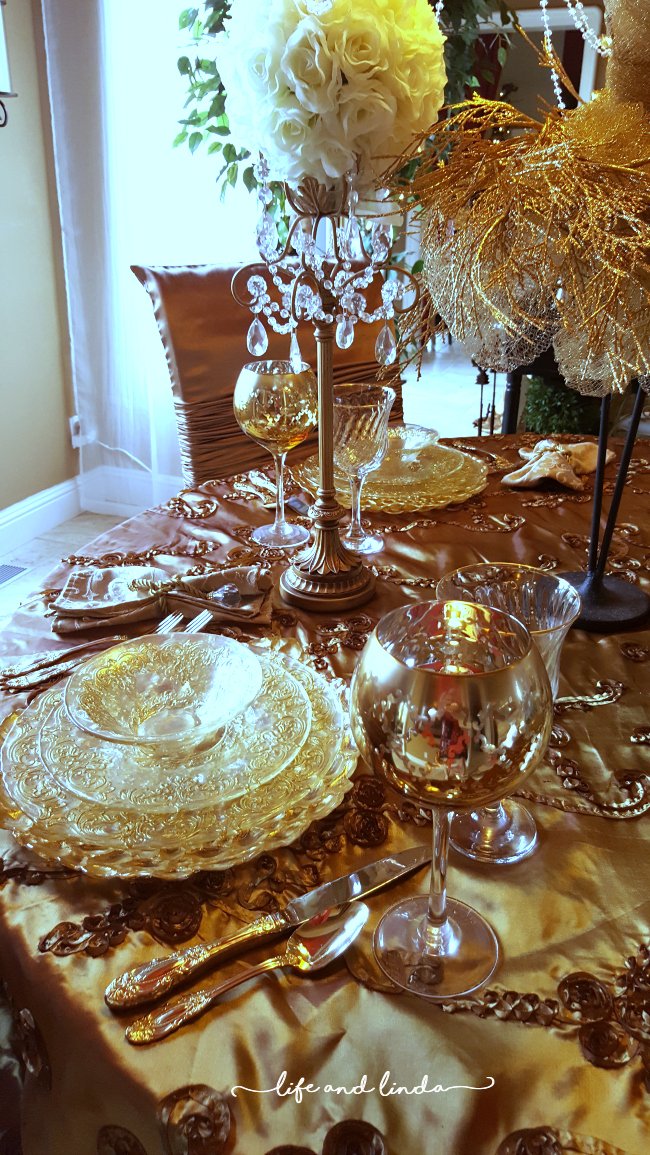 Glamorous Golden Tablescape | Life and Linda