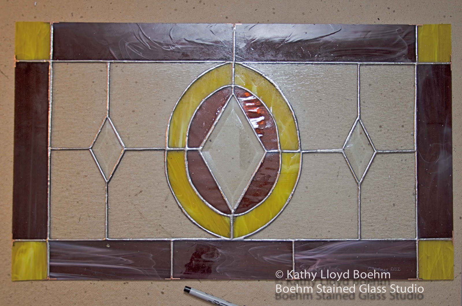 Boehm Stained Glass Blog: Geometric beveled stained glass window - Done!
