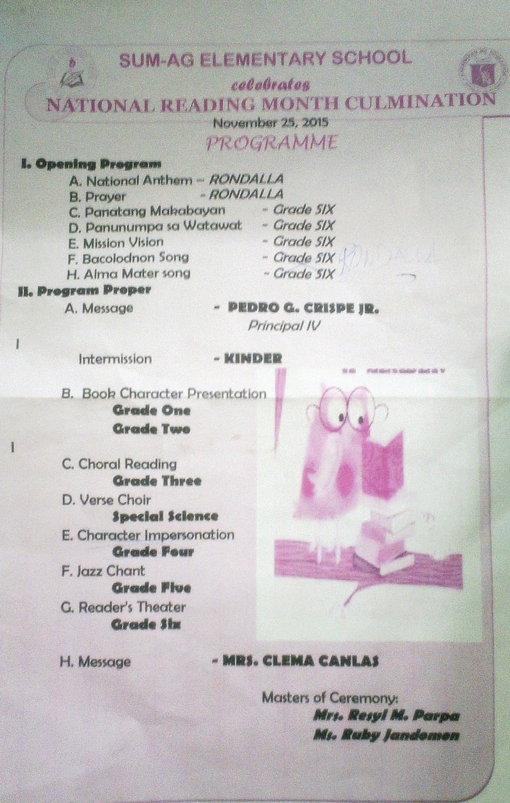 Sum-ag Elementary School: National Reading Month Culmination