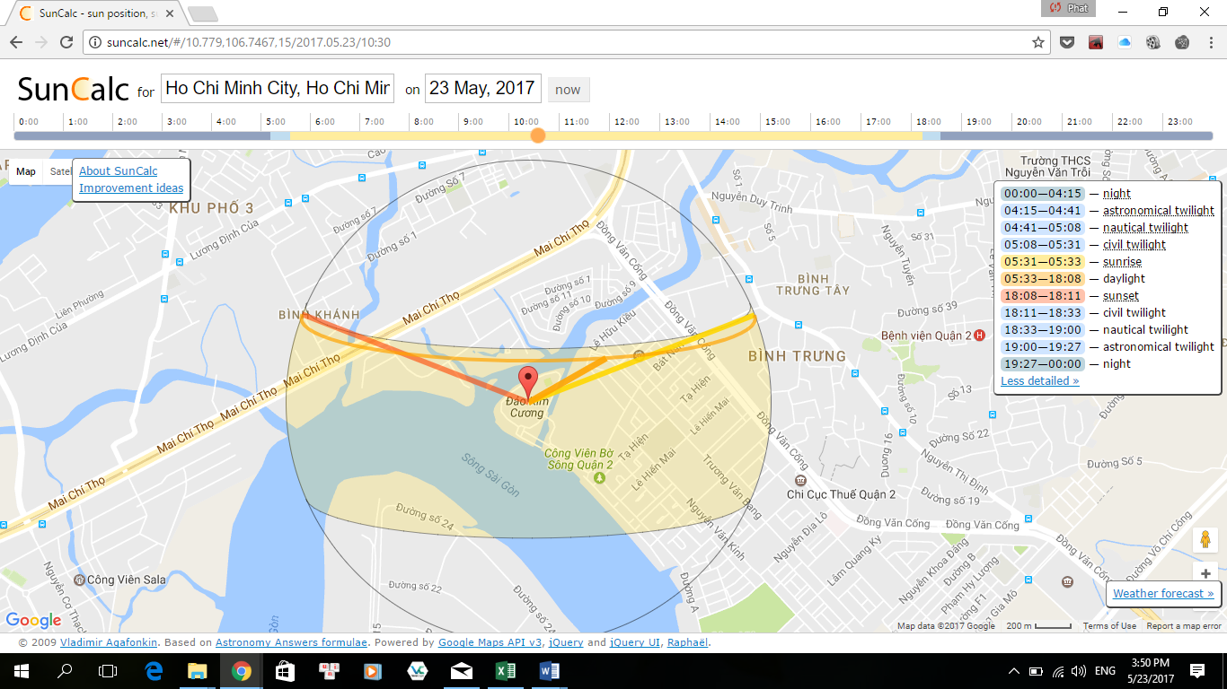 Lạc: Sun path tool- Đường đi biểu kiến của mặt trời