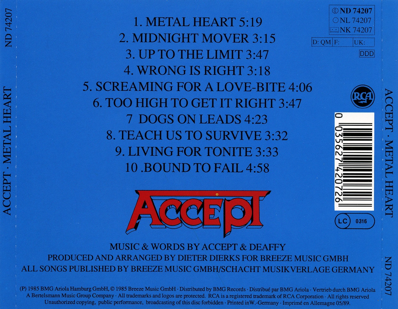 Cries from the Quiet World: Accept "Metal Heart"