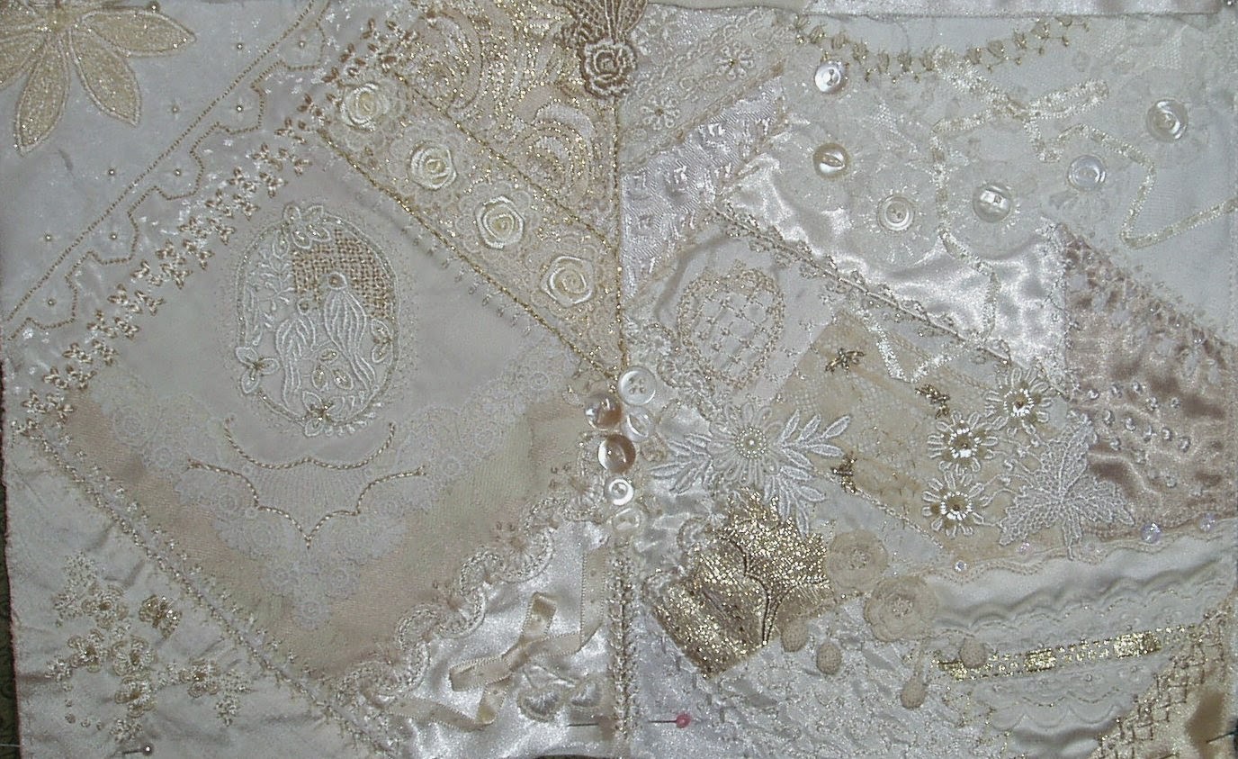 Viv's Crazy Quilting Journey: Cream blocks joined in pairs