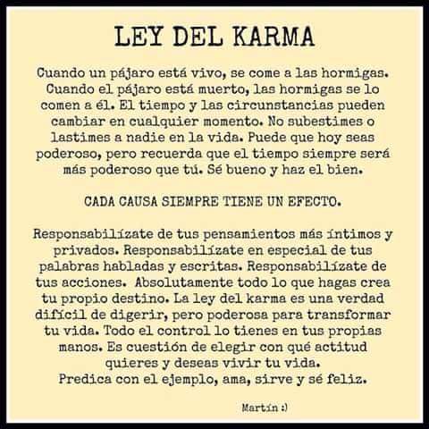 La Pau de Viure: Ley del Karma