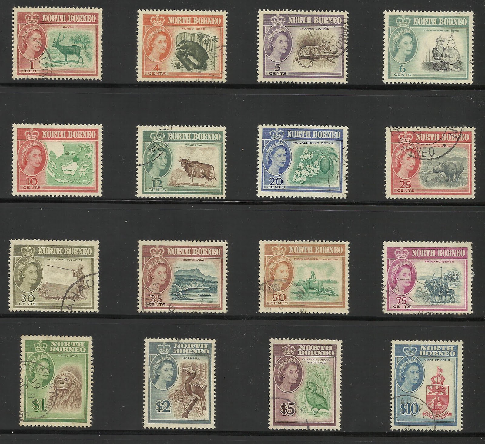 mizan matawang dan setem: 1961 North Borneo Definitive Series Stamps
