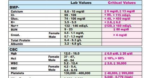 Medical Questions: Critical Lab Values