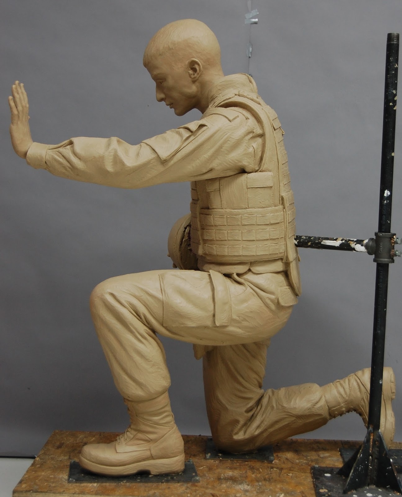 Sutton Betti Sculpture and Drawings: #57 Kneeling Soldier-clay