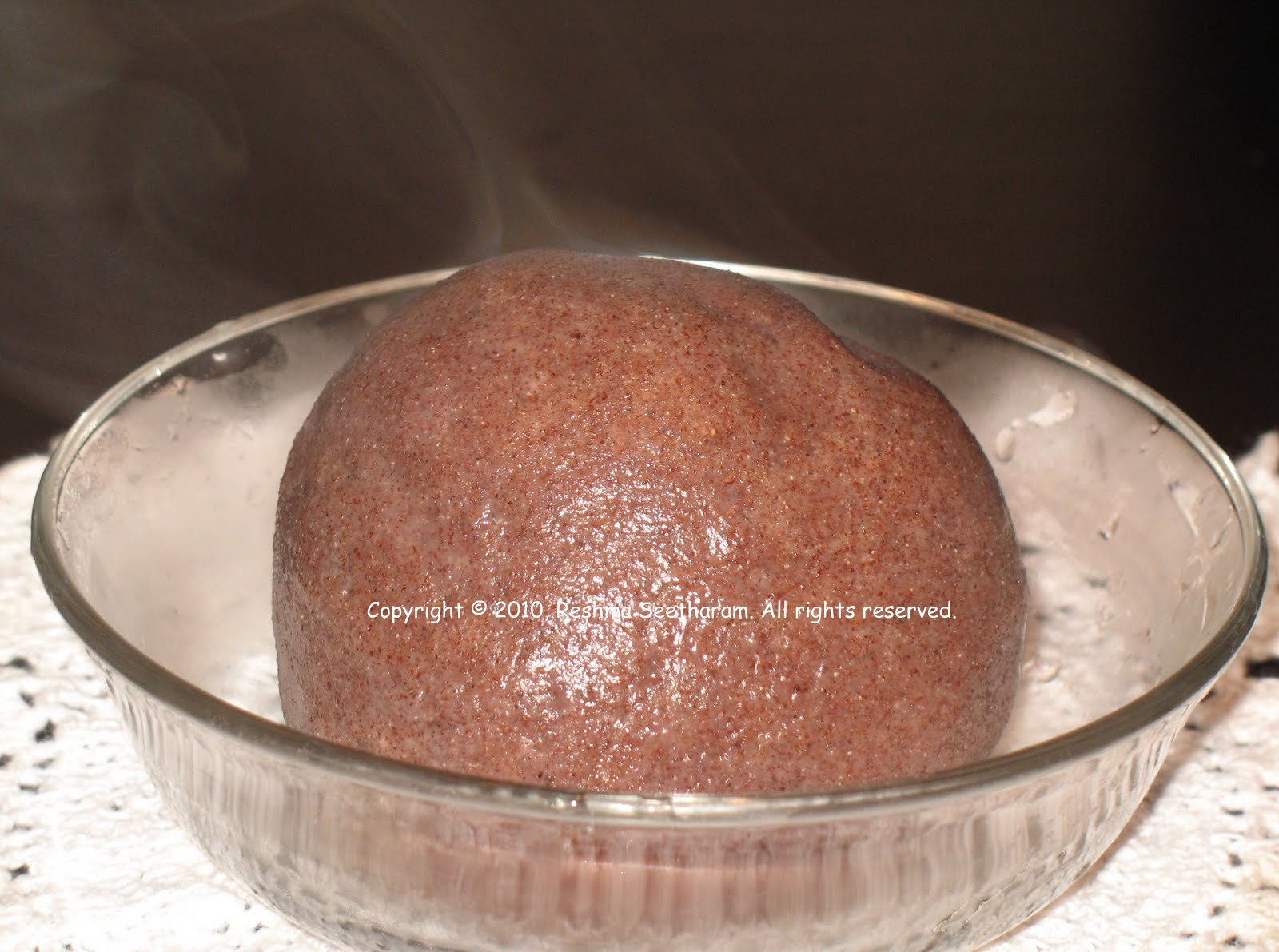 Ragi Muddhe ( Steamed finger millet dough)