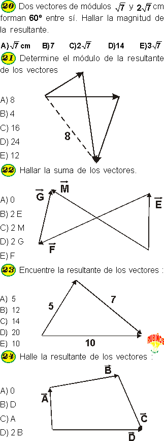 VECTORES EJERCICIOS CON RESPUESTAS DE SECUNDARIA Y PRE UNIVERSIDAD PDF