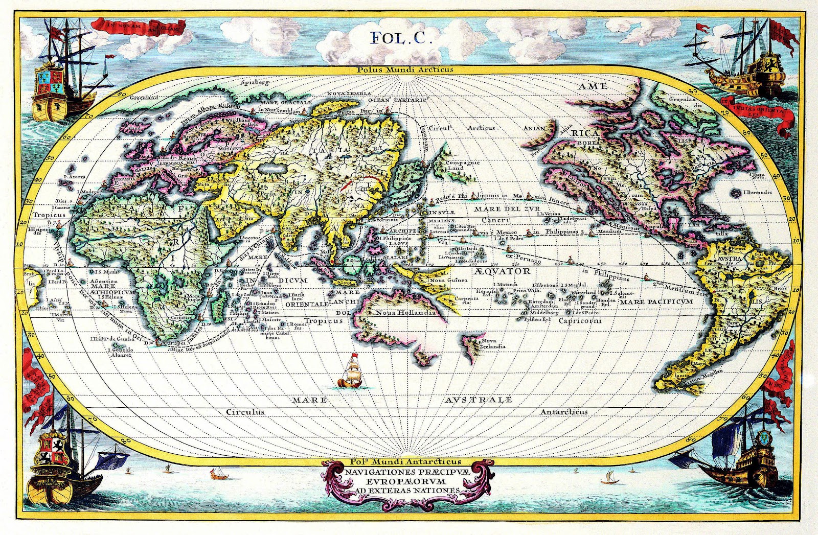 Old Maps of the World: Wolrd map without the two Americas