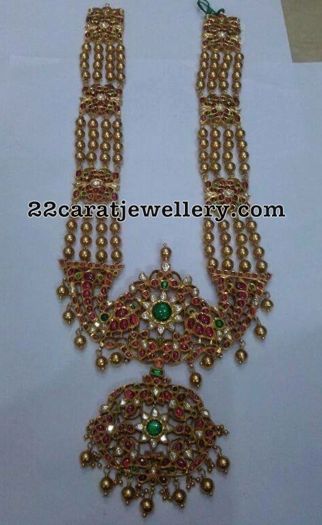 Four Layers Gold Beads Patakam Haram - Jewellery Designs
