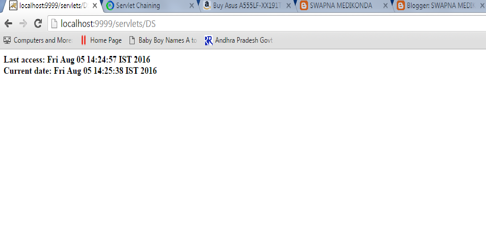 SWAPNA MEDIKONDA: Session Tracking in Servlets