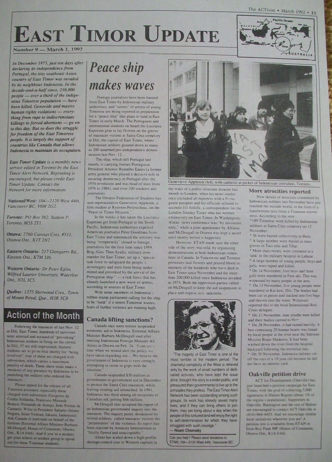 Friends of East Timor - Canada: East Timor Update #7-17, 1992