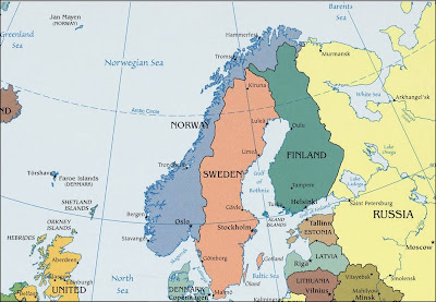 Kaart landen Noord-Europa