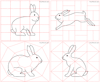 Four grid: Free printable Rabbit grid line drawing worksheet/activity ...