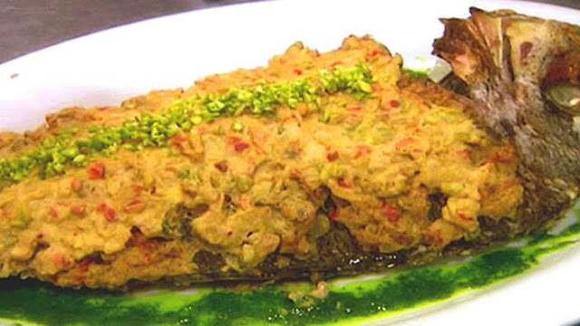 Baked fish with pistachio and tahini (samke harra) recipe | LEBANESE ...