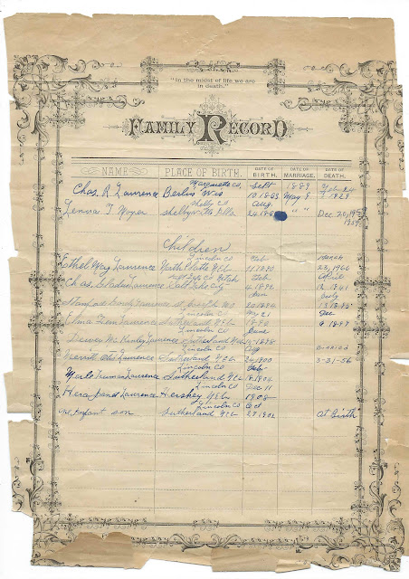 Heirlooms Reunited: Family Record Pages of Charles R. Lawrence and ...