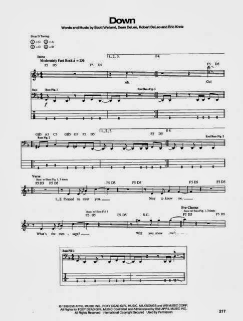 Stone Temple Pilots - Down | Partituras para Bajo