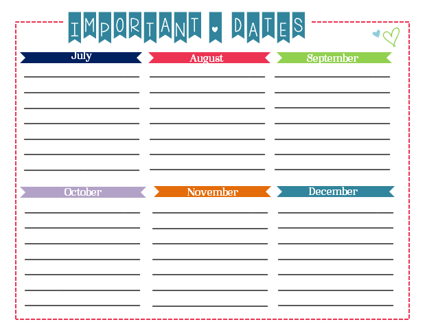 Paint Stained Pretty : {Free Printables} Important Dates