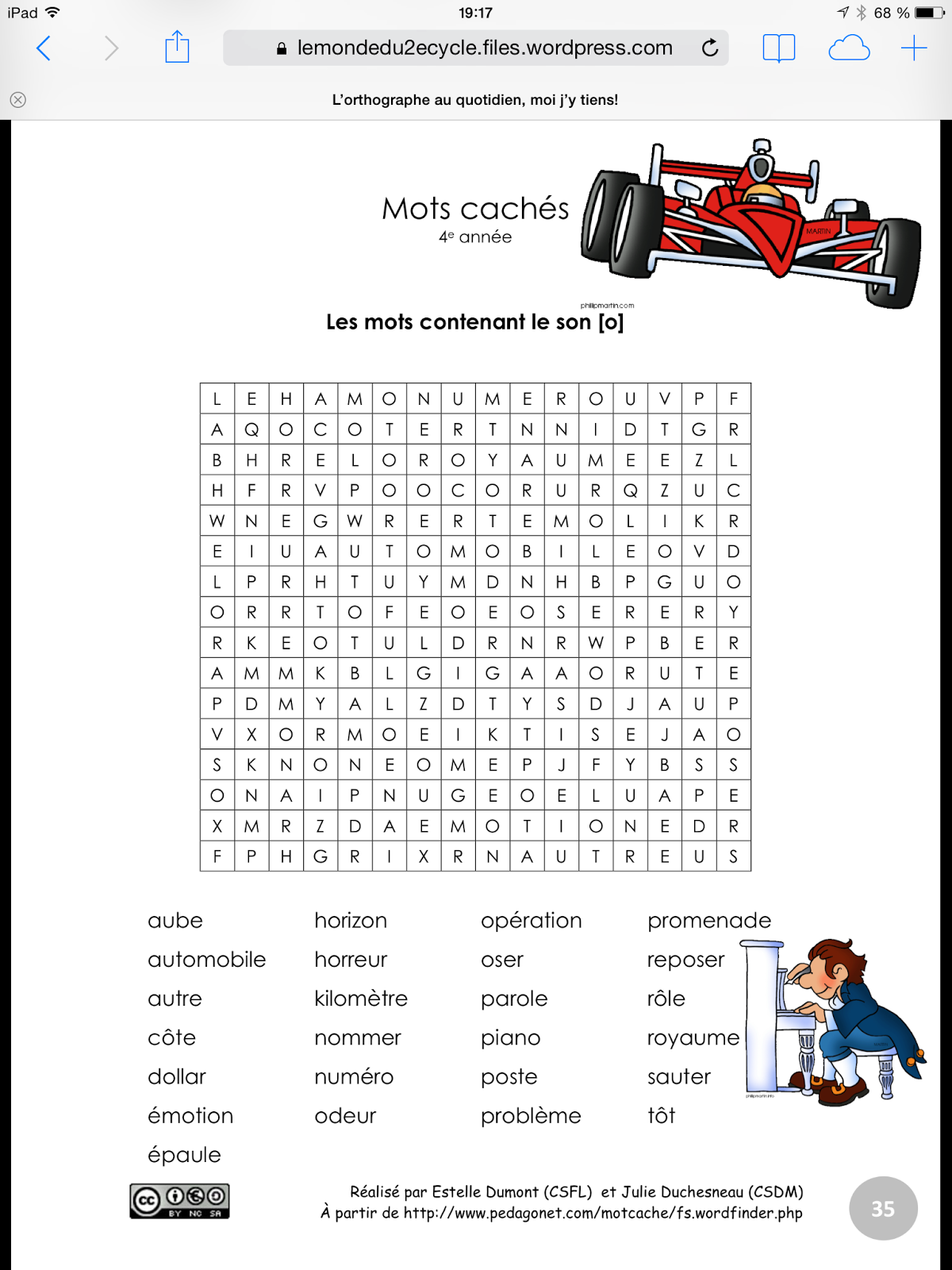 Bienvenue en 4e année: mots cachés