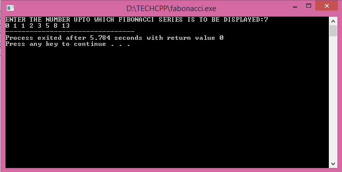 C Program To Generate Fibonacci Series Devcppgcc Techcpp 