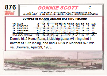 Completing the 1992 Topps set: 1992 Topps #876 Donnie Scott