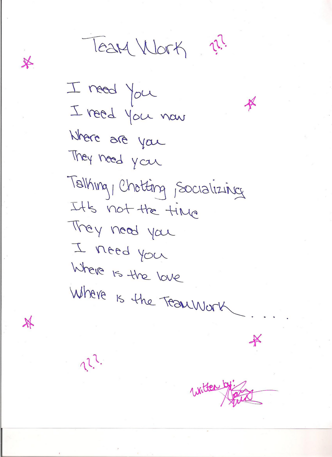 Multi-Genre: TeamWork Poem