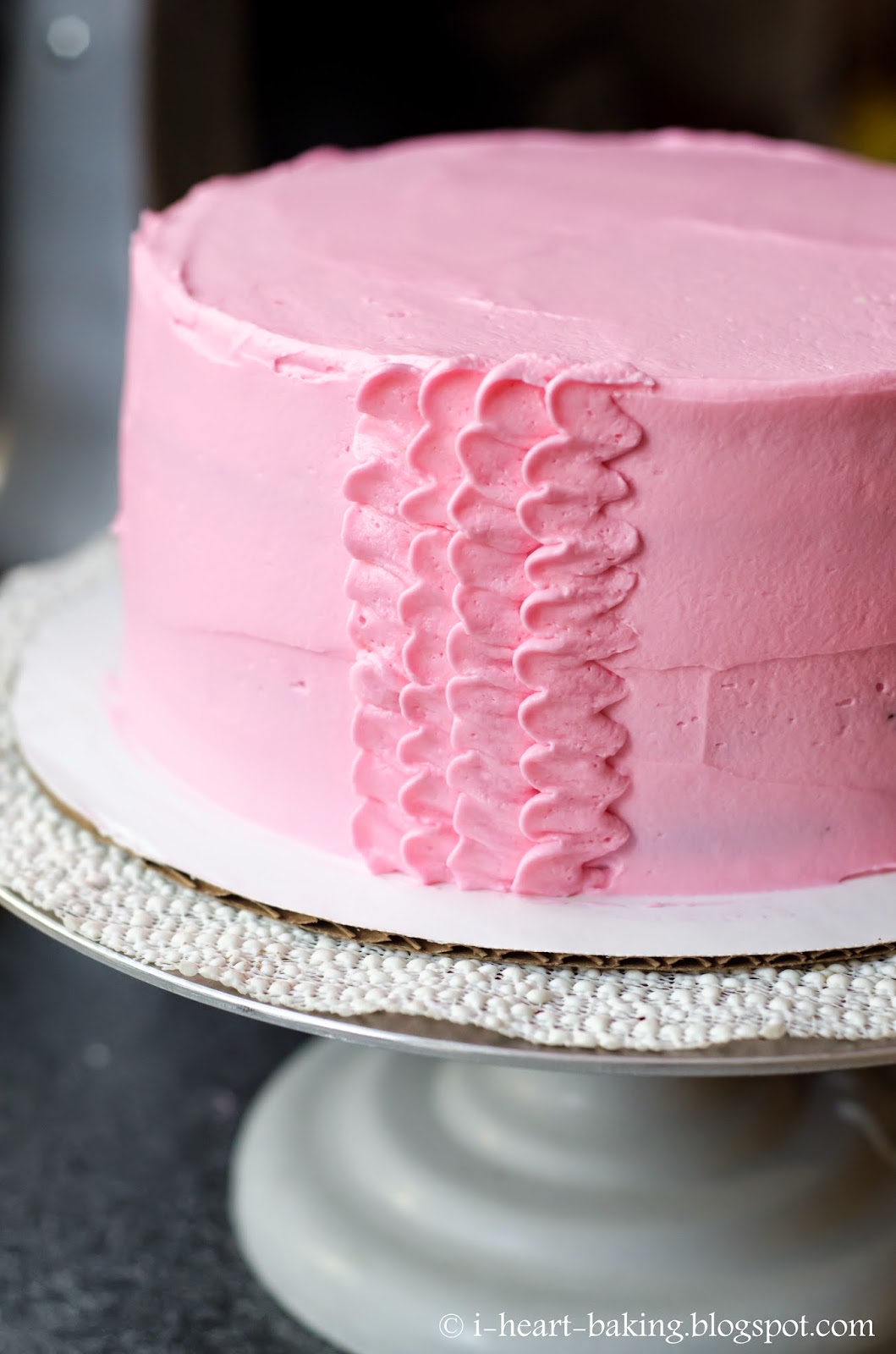 i heart baking!: pink ruffle flower chocolate mousse layer cake for a ...