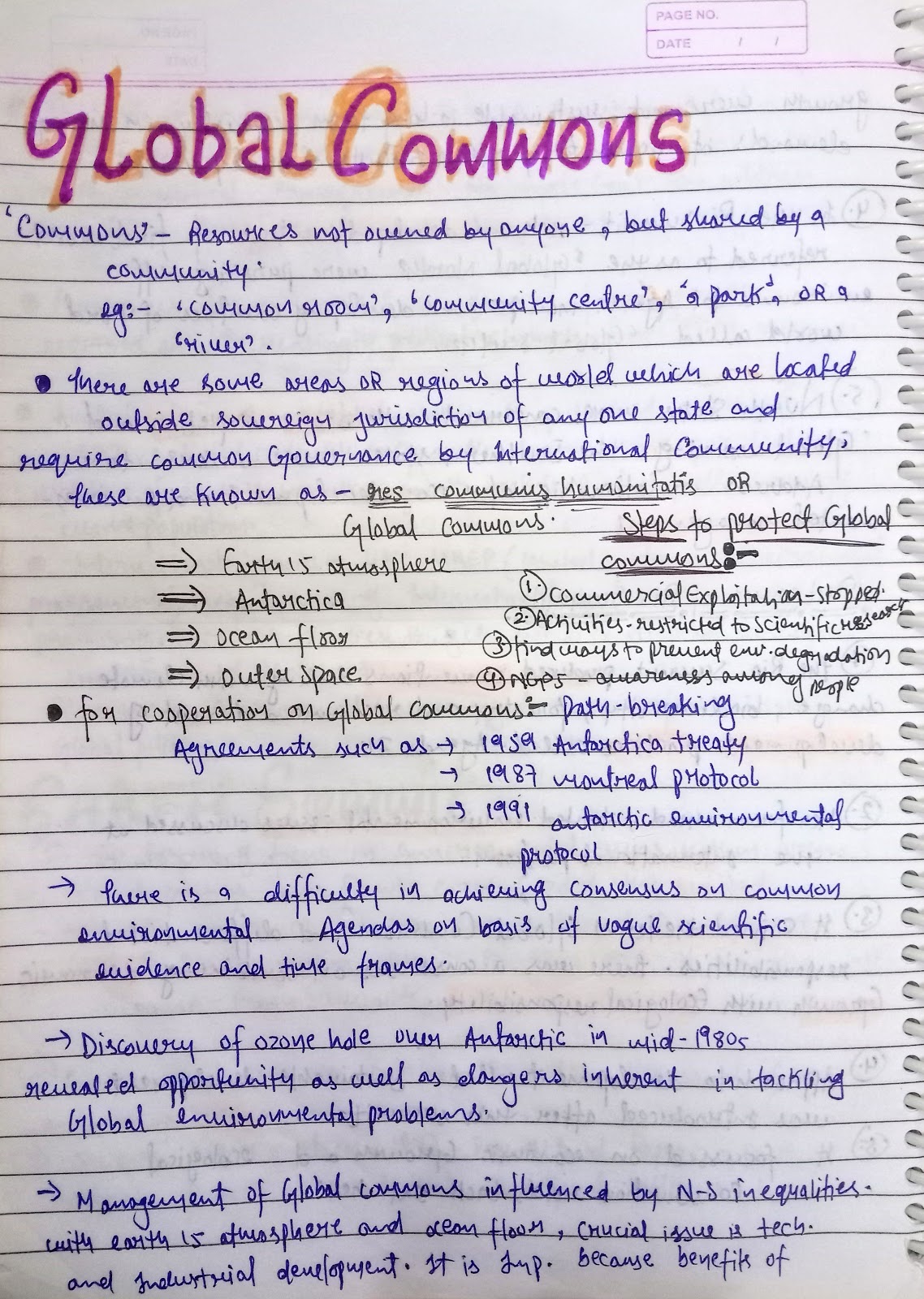 hand written notes of Environment and Natural Resources- [political ...