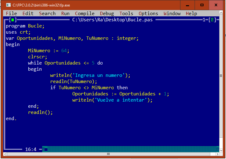 Learning Machine #6 - Programando en Pascal - Bucle while. - Xwork's Blog