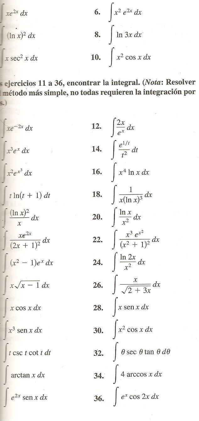 Matematica II: Resolver las siguientes integrales aplicando el metodo ...