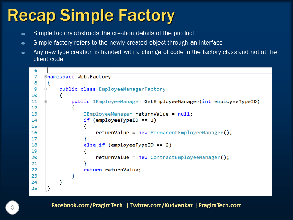 Sql server, .net and c# video tutorial: Factory Method Design Pattern