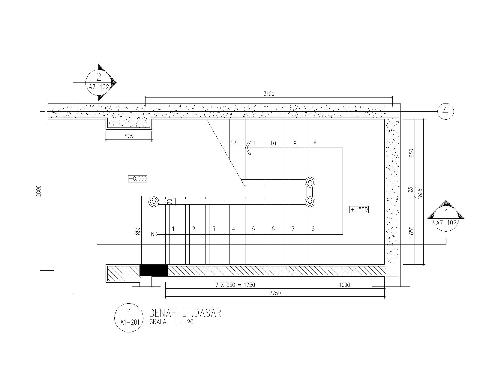 Teknik Sipil: Gambar Detail Tangga | Menggunakan AutoCAD | file dwg.