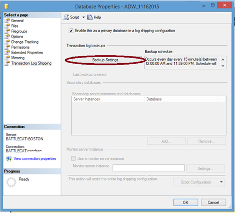 SQL Server - Rain or Shine : Creating log shipping in SQL server