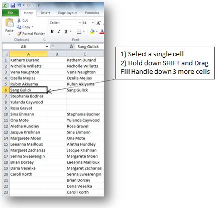 Inserting and deleting cells, rows and columns