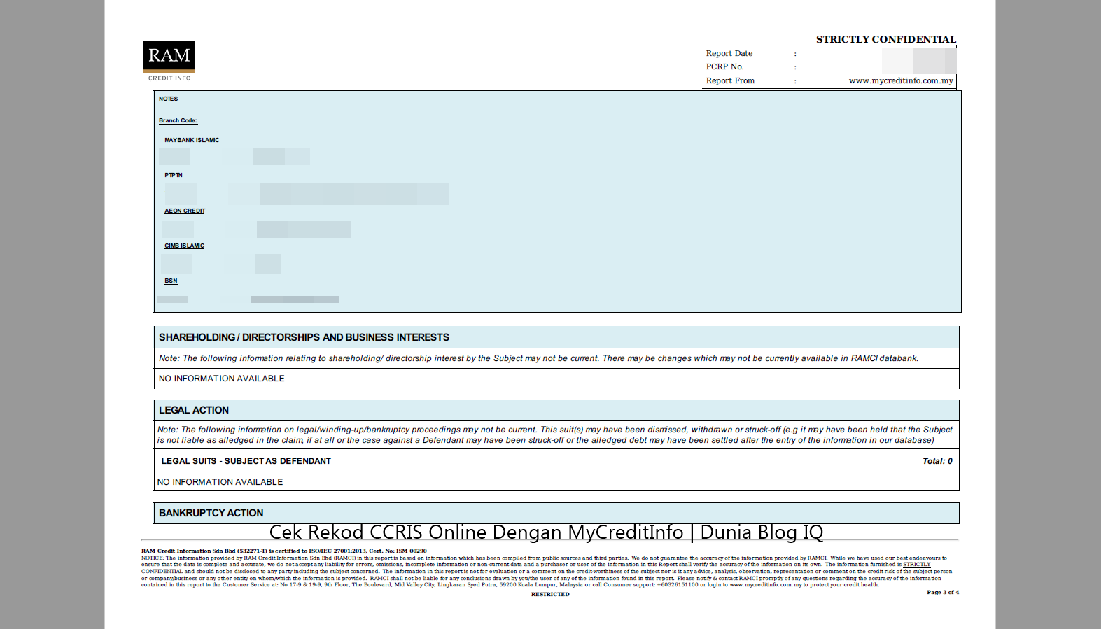 Cara Dapatkan Laporan CCRIS Online Dengan MyCreditInfo