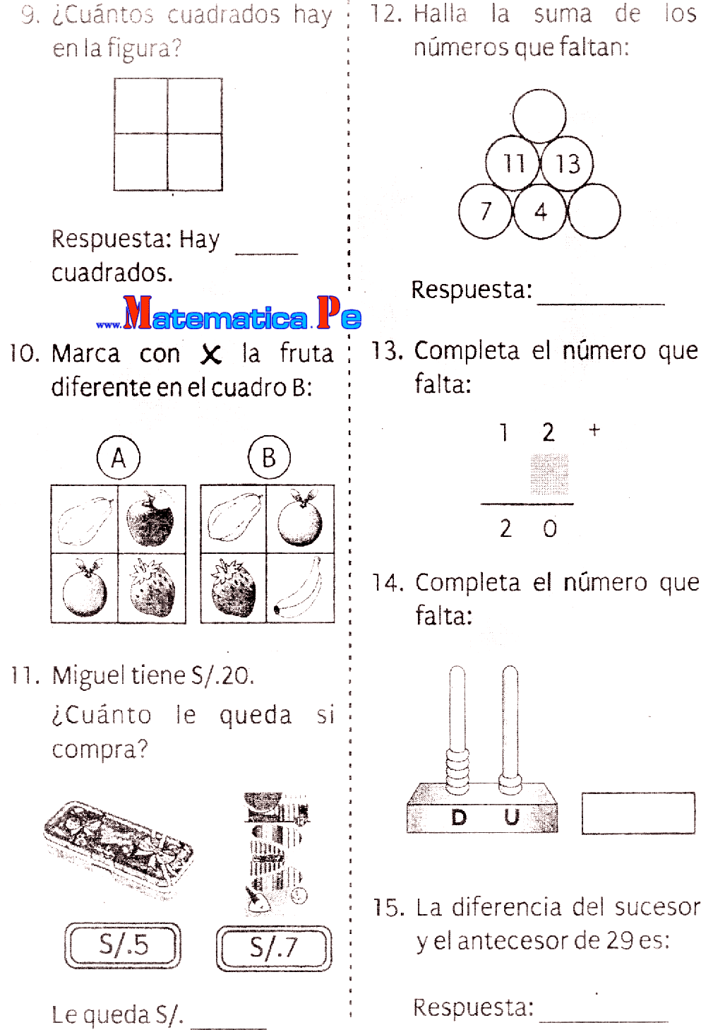 OLIMPIADA DE RAZONAMIENTO LÓGICO MATEMÁTICO DE TERCR GRADO DE PRIMARIA ...